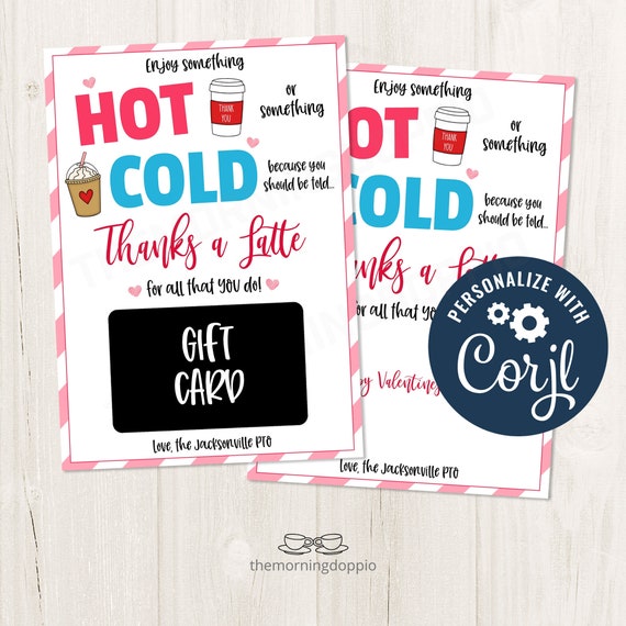 Printable/editable Coffee Valentines Day Gift Card Holder for | Etsy