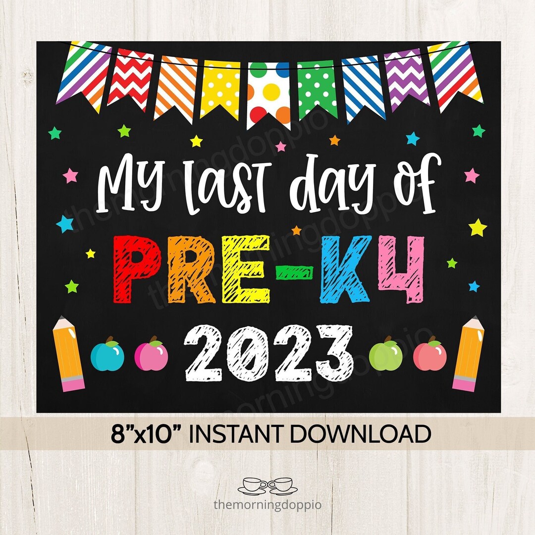 Last Day of Pre-k4 Sign Printable Rainbow Star Last Day Sign - Etsy