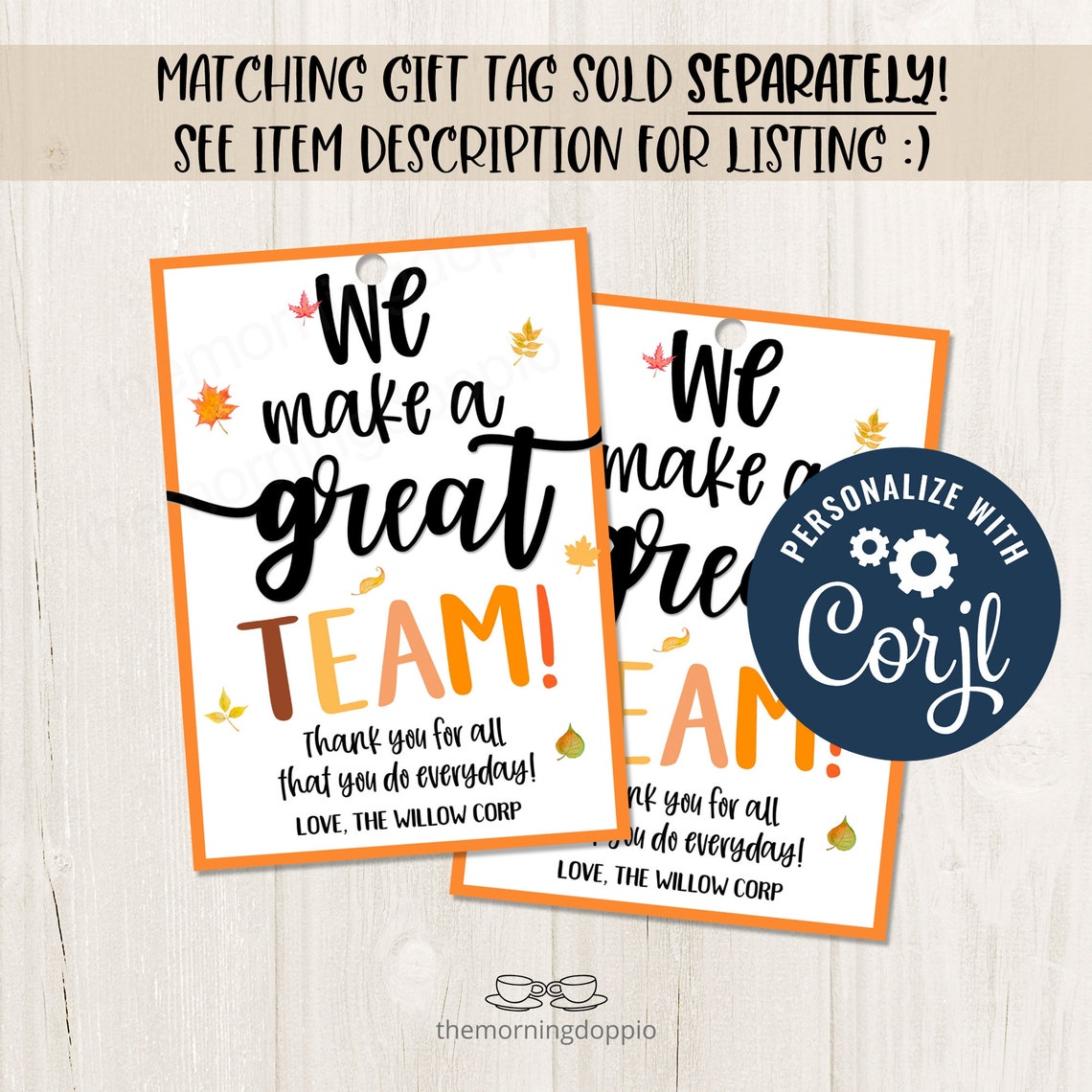 Printable We Make a Great Team Thanksgiving Fall Grateful Thank You ...