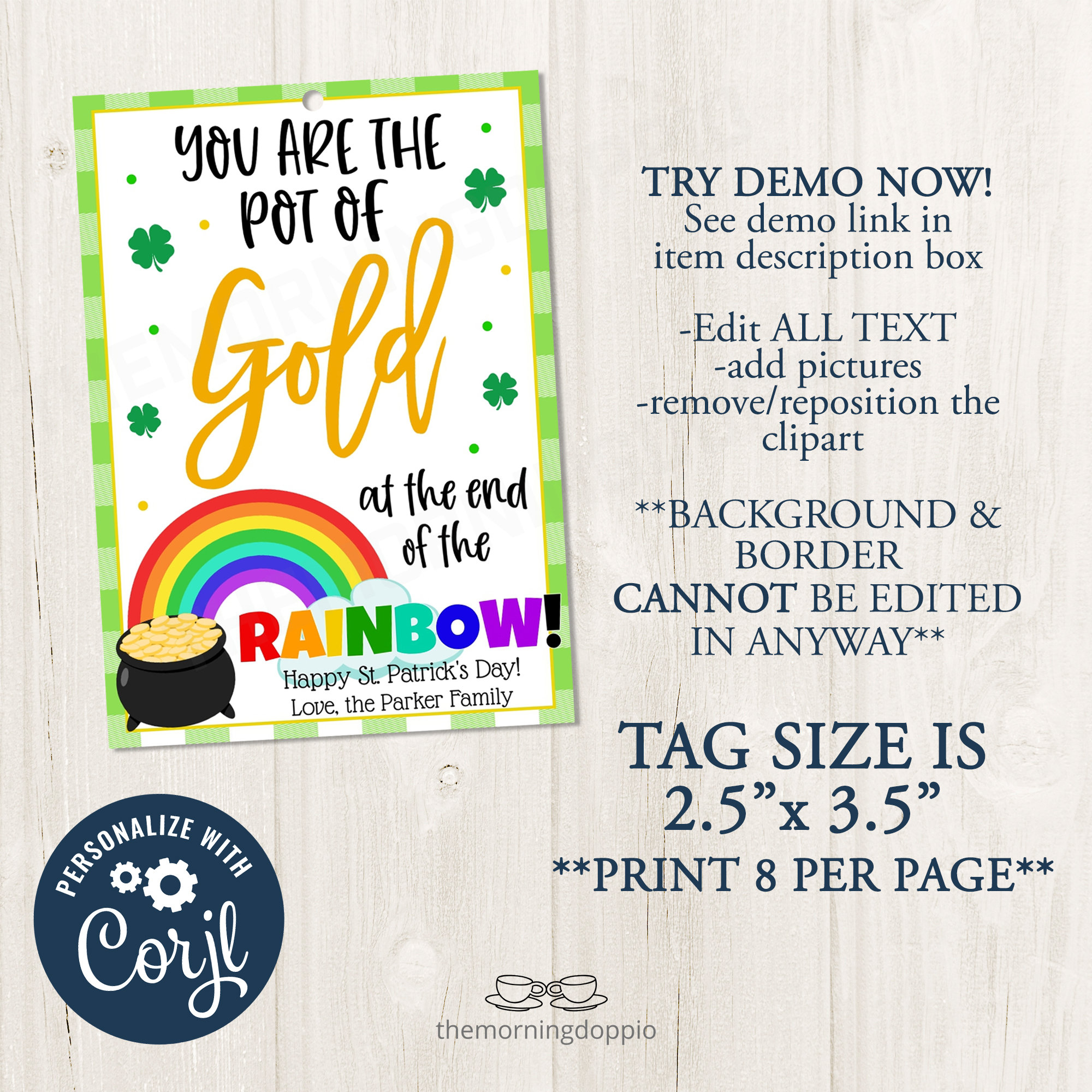 Printable/editable You Are the Pot of Gold at the End of the Rainbow St ...