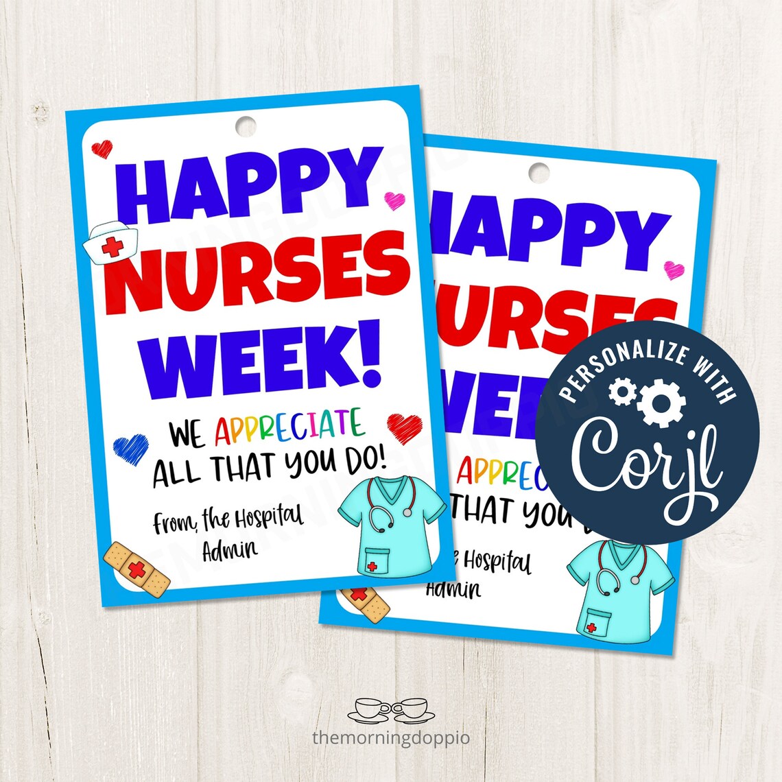 Printable/editable Happy Nurses Week Appreciation Tag for Nurse Doctor ...