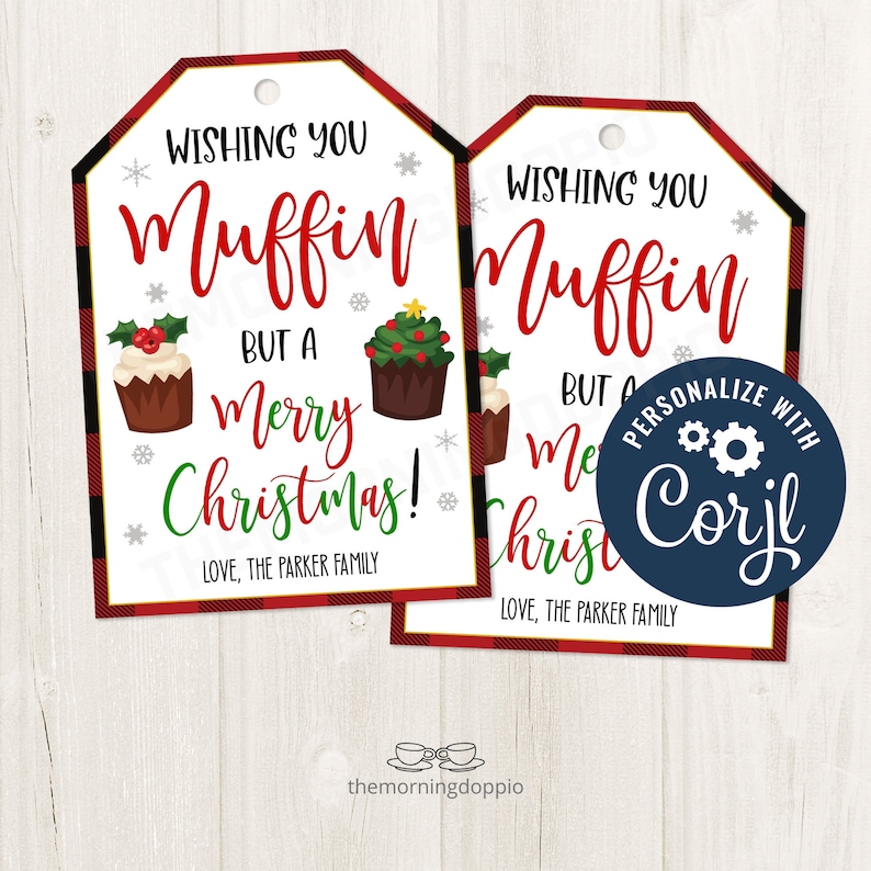 Printable/EDITABLE Wishing you muffin but a Merry Christmas | Etsy