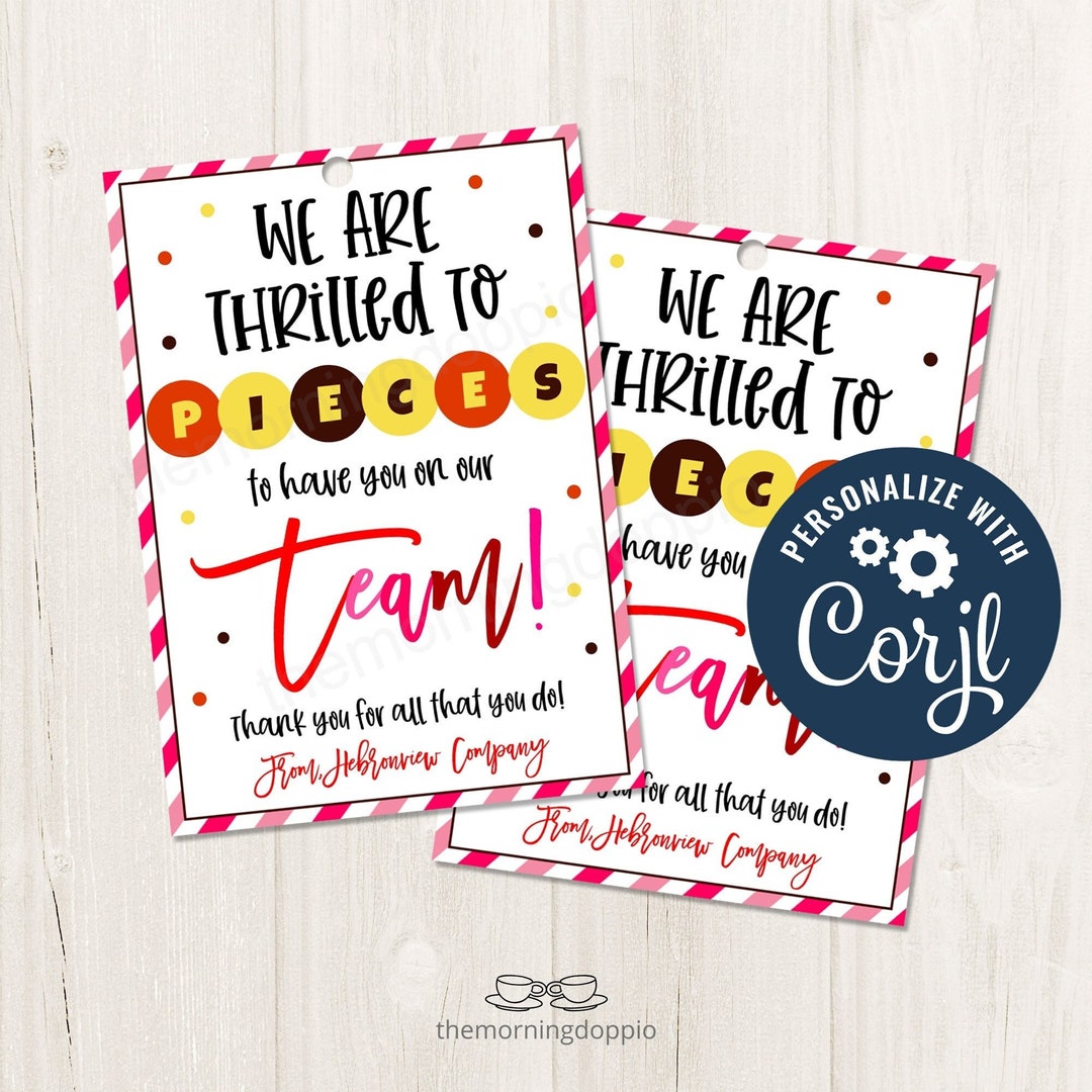 Printable/editable We Are Thrilled to Pieces Team Valentines Day ...