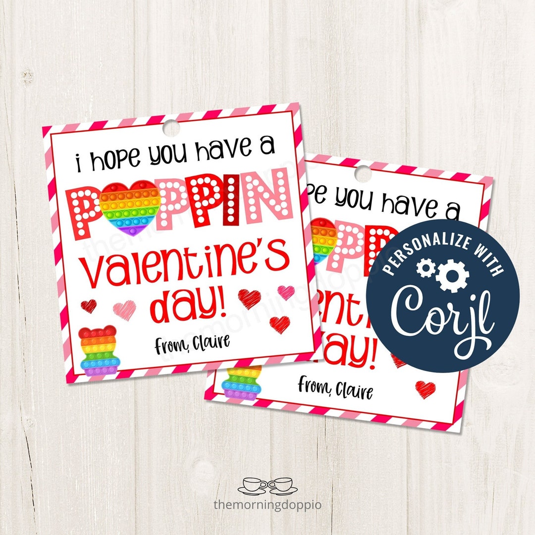 Printable/editable Valentine's Day Pop It Fidget Gift Tags, Valentines ...