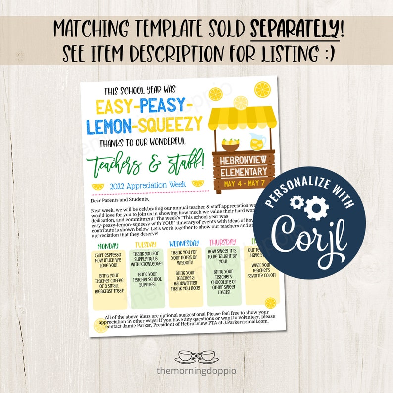 Printable/editable Lemonade Lemons Theme Teacher and Staff | Etsy