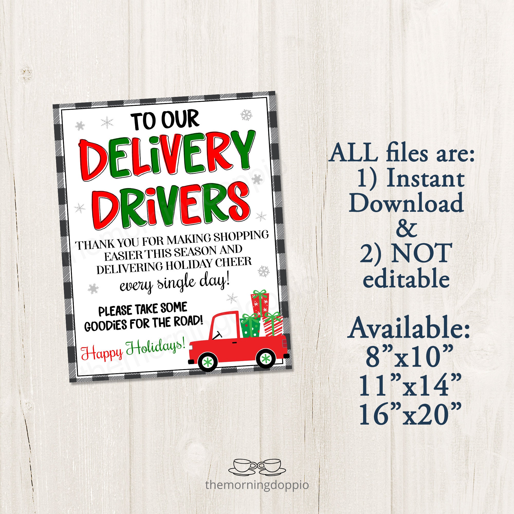 Printable Delivery Drivers Thank You Grateful for You Snack Sign ...
