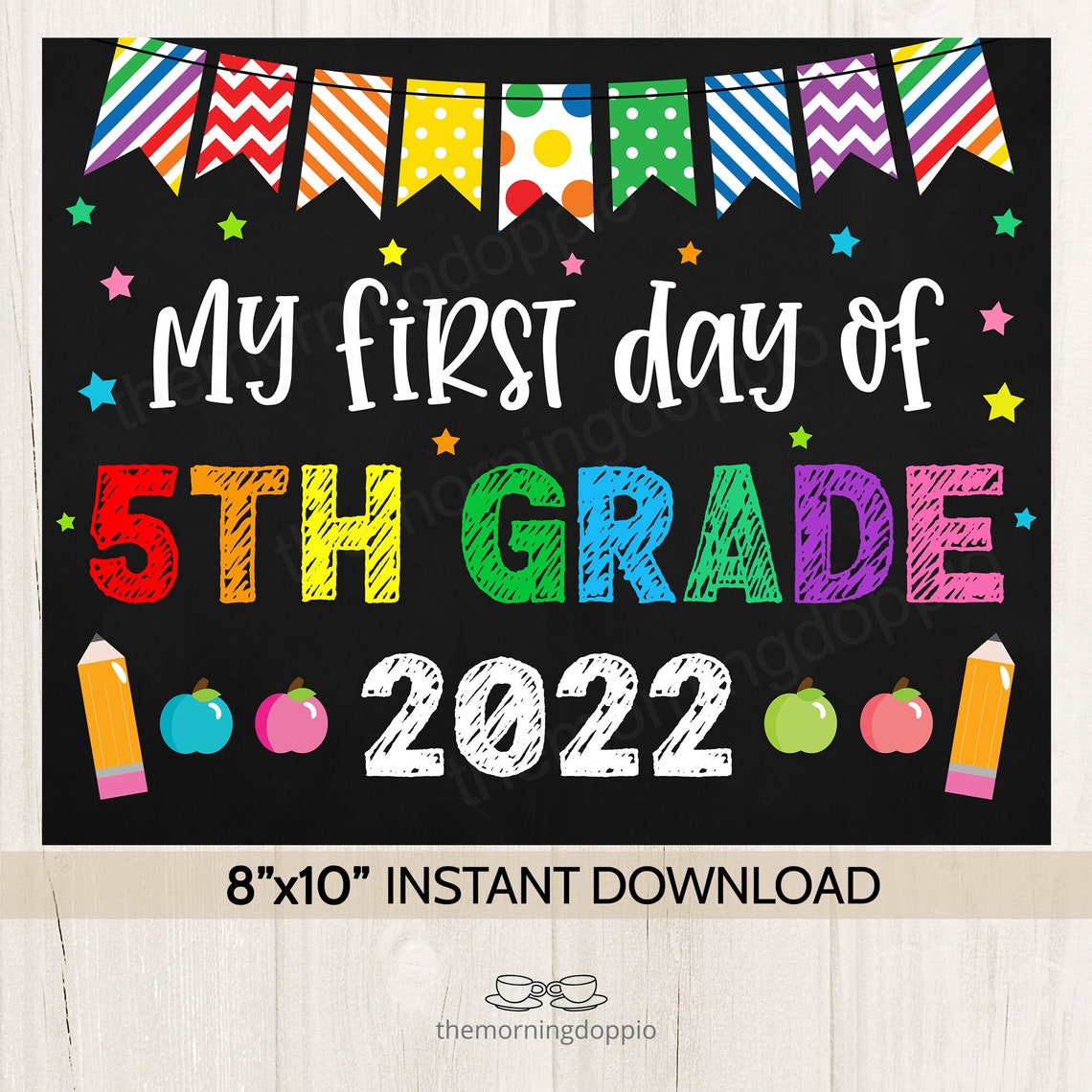 First Day of Fifth Grade Sign Printable Rainbow First Day | Etsy