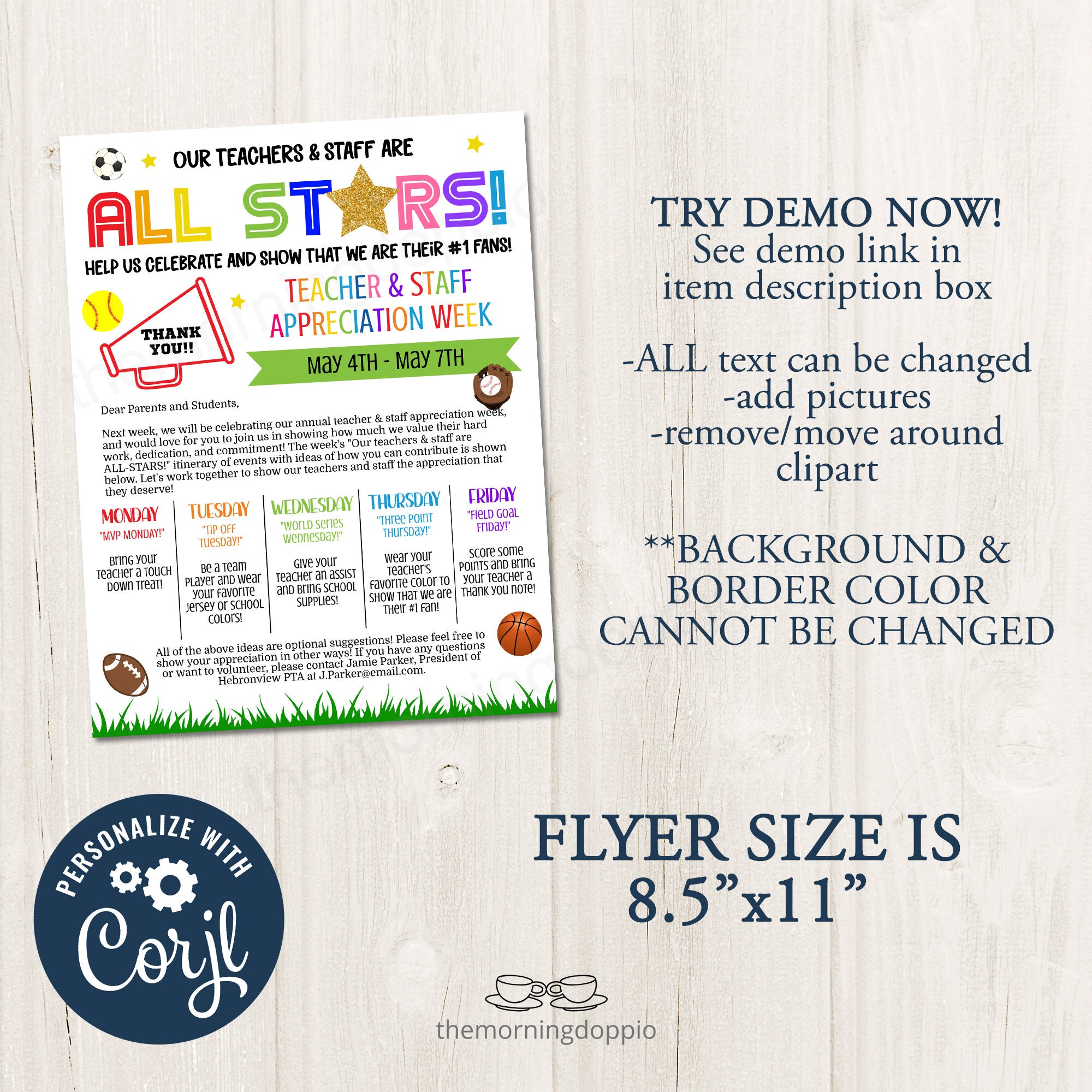 Printable/editable All-stars Sports Theme Parent Letter Teacher Staff ...
