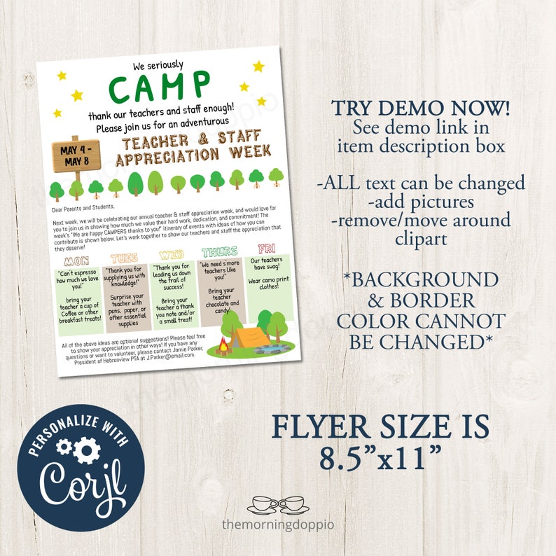 Printable/editable Camp Outdoor Parent Letter Teacher and | Etsy