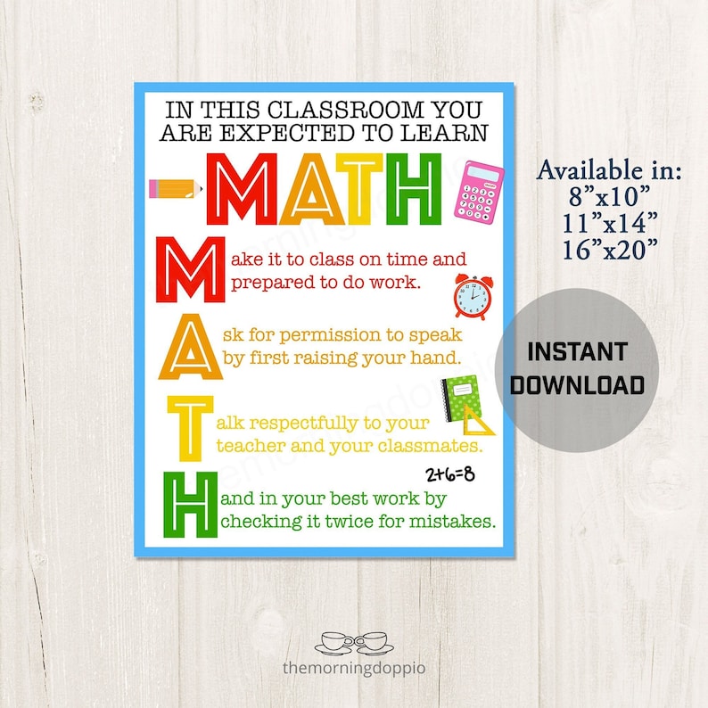 Printable Math Classroom Poster Decor Math Teacher Classroom - Etsy