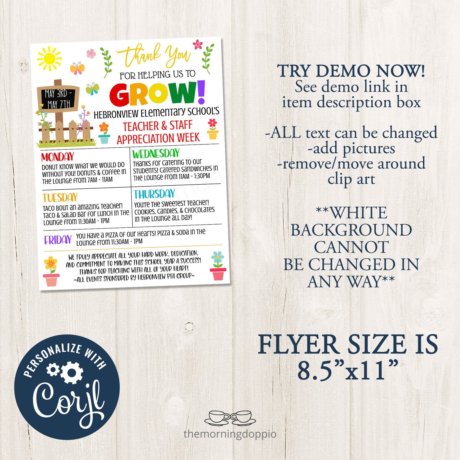 Printable/editable Floral Grow Bloom Theme Teacher and Staff ...