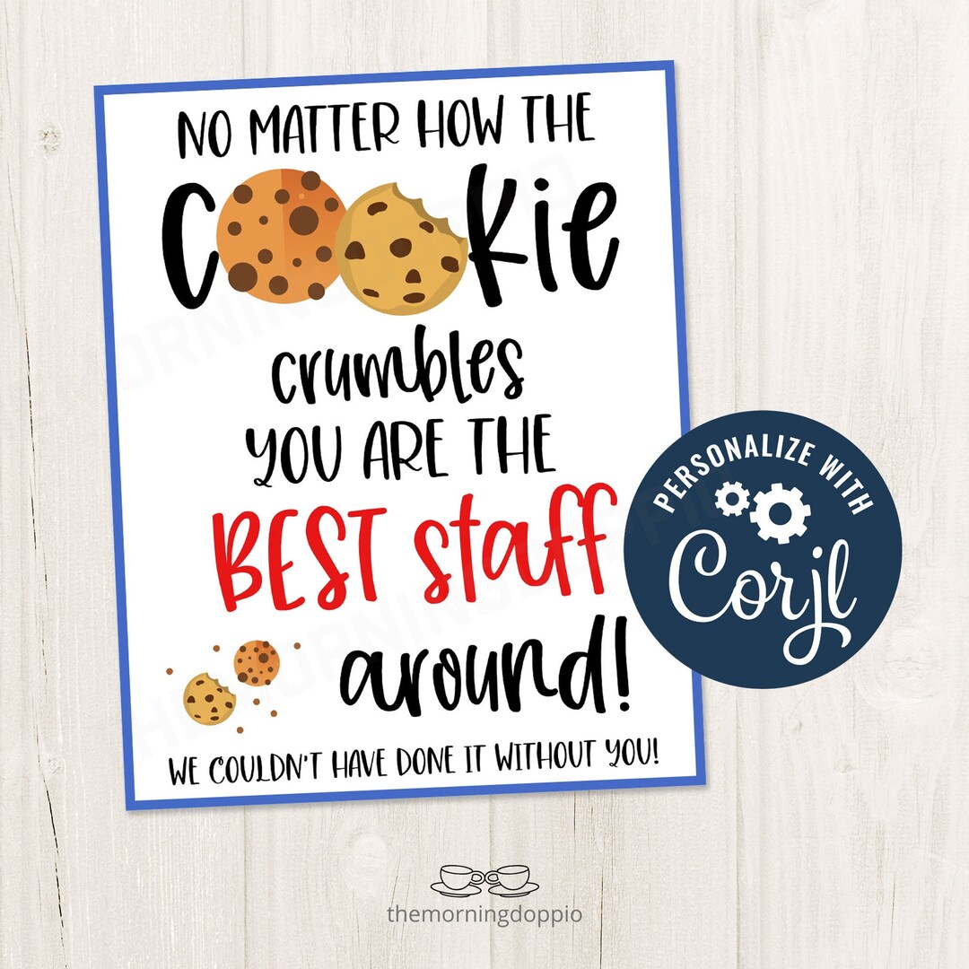 Printable/editable Cookie Best Staff Team Employees Sign for Teachers ...
