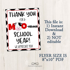Printable Thank You for a Moo-velous Chicken Chick Cow School Sign ...
