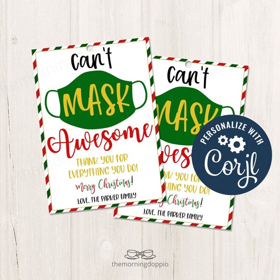 Printable/editable Can't Mask AWESOME Christmas Gift Tag | Etsy