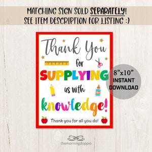 Printable/editable School Supplies Thank You Appreciation Gift Tag for ...