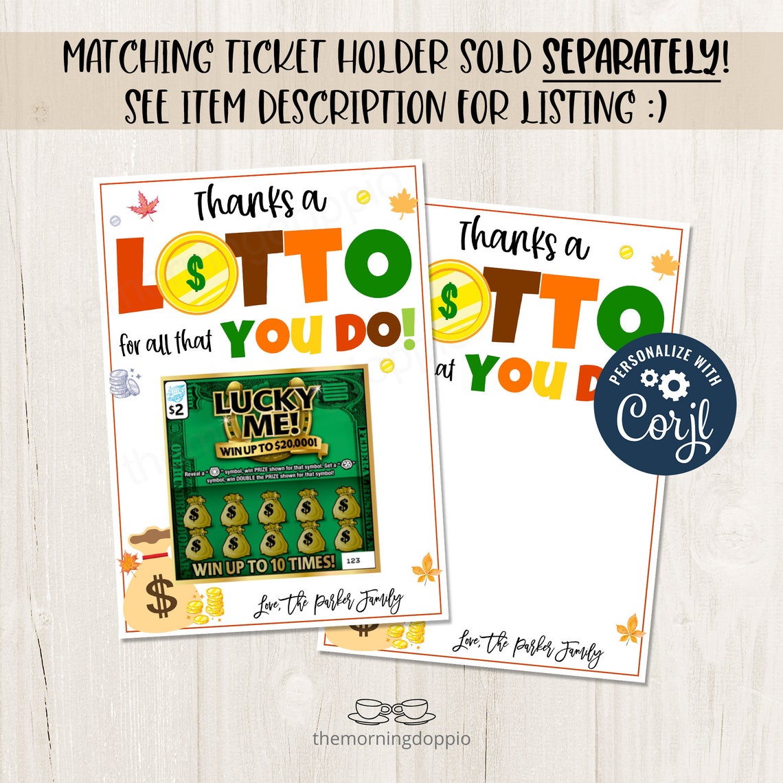 Printable/editable Thanks a Lotto for All You Do Lottery | Etsy