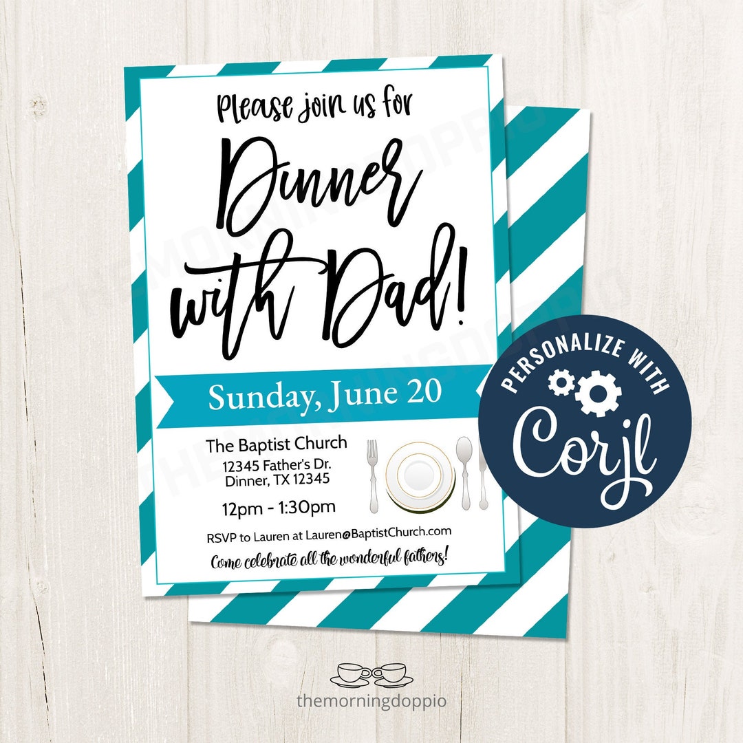 Dinner With Dad Invitation, Father's Day Appreciation Invite Template ...