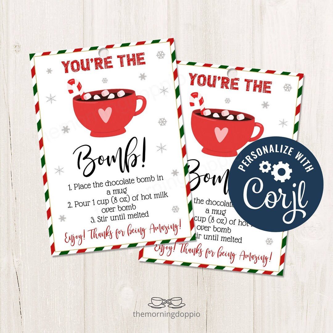 Printable/editable You're the Bomb Christmas Holiday Gift Tag, Hot ...