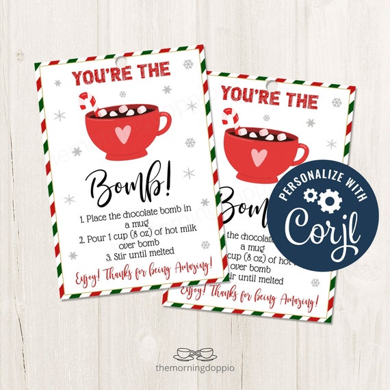 Printable/editable You're the Bomb Christmas Holiday Gift - Etsy