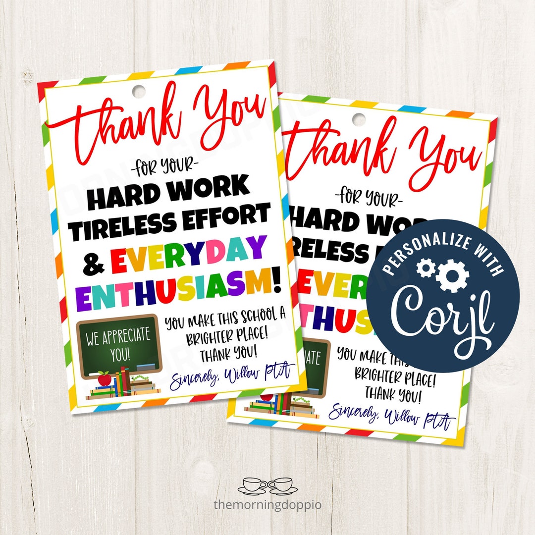 Printable/editable Thank You for All You Do Teacher Staff PTO PTA ...