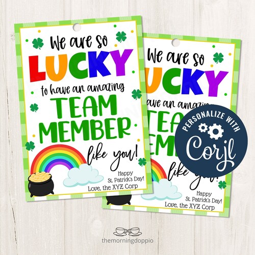 St. Patrick's Day Gift Tags Lucky to Have Staff Like You - Etsy