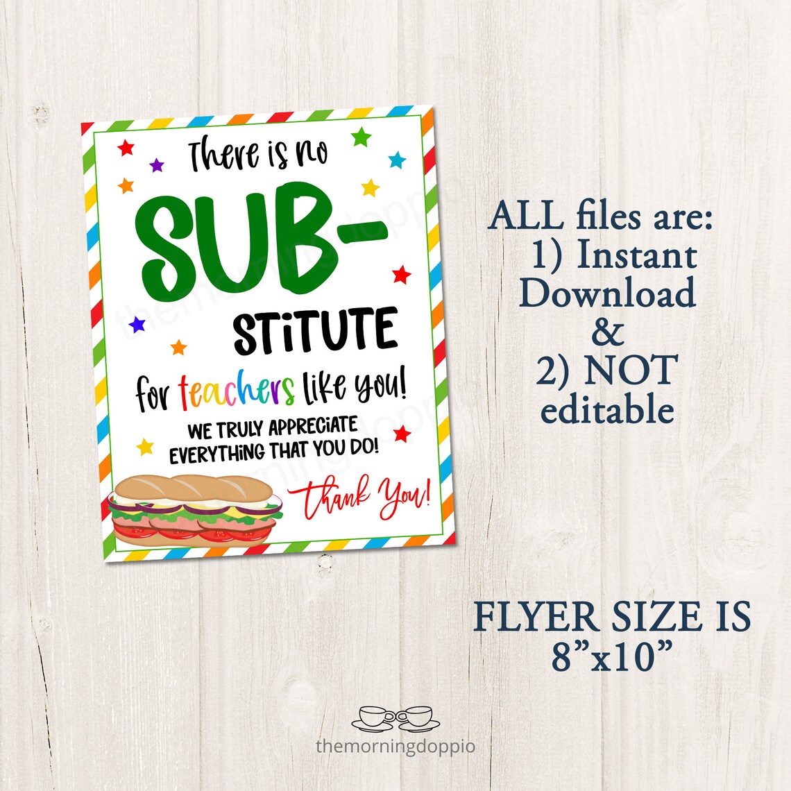 Printable There is No Sub-stitute for Teachers Like You Appreciation ...