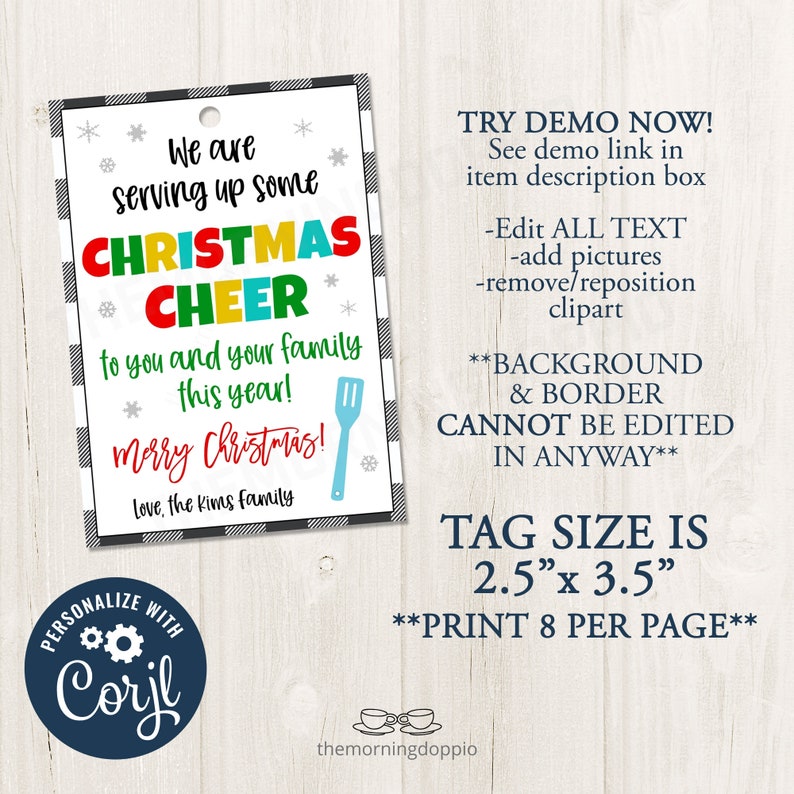 Printable/editable Christmas Holiday Cheer Spatula Gift Tag - Etsy