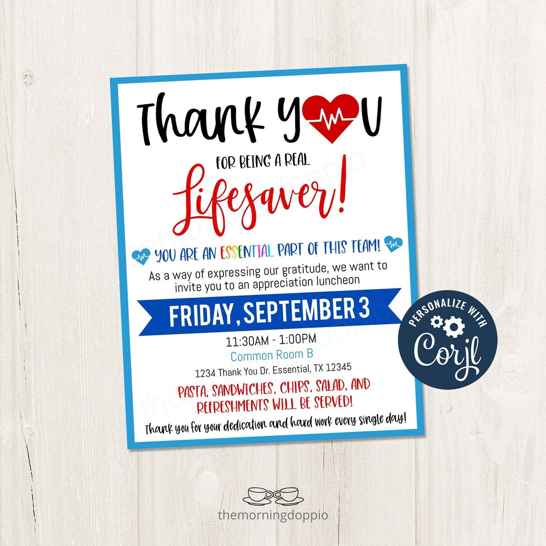 Nurse Appreciation Luncheon Flyer Invitation Gratitude Flyer for ...