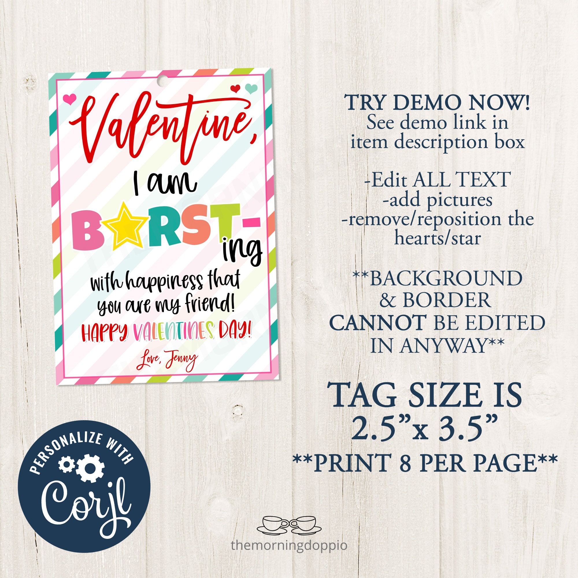 Printable/editable Valentine I Am Bursting With Happiness That You Are ...