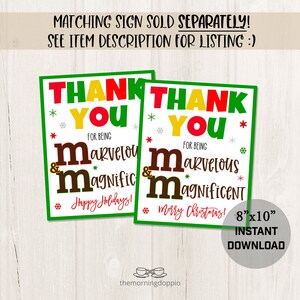Printable/editable You Are Marvelous and Magnificent M&M Christmas ...
