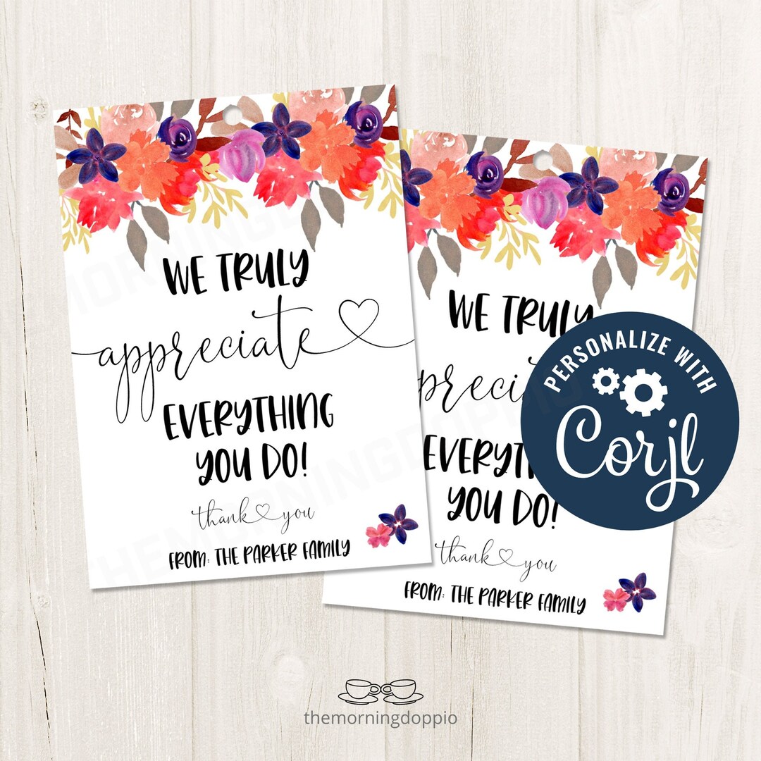 Printable/editable Appreciation Gift Tag for Teacher Nurse Staff ...