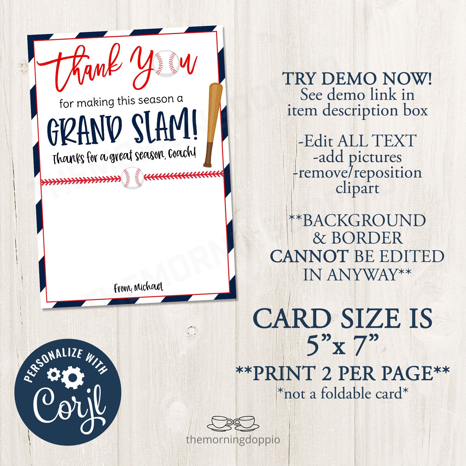 Printable/editable Baseball Coach End of Season Gift Card Holder for ...