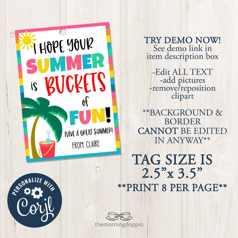 Printable/editable Buckets of Fun Summer Break Last Day of | Etsy