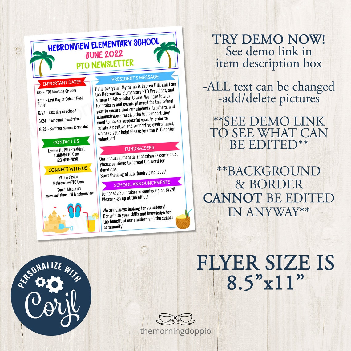 Editable June PTO PTA Newsletter Flyer Printable School Year - Etsy