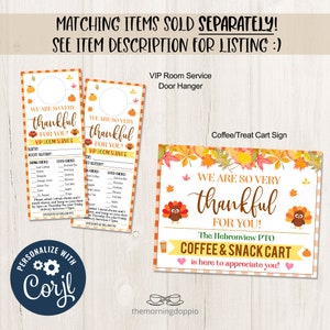 Printable/editable VIP Room Service Thanksgiving Fall Thankful Theme ...