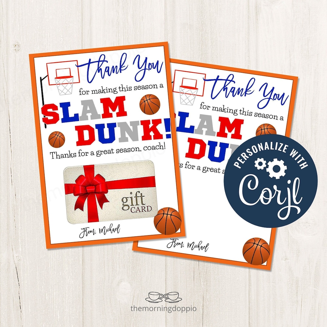 Printable/editable Basketball Coach End of Season Gift Card Holder for ...