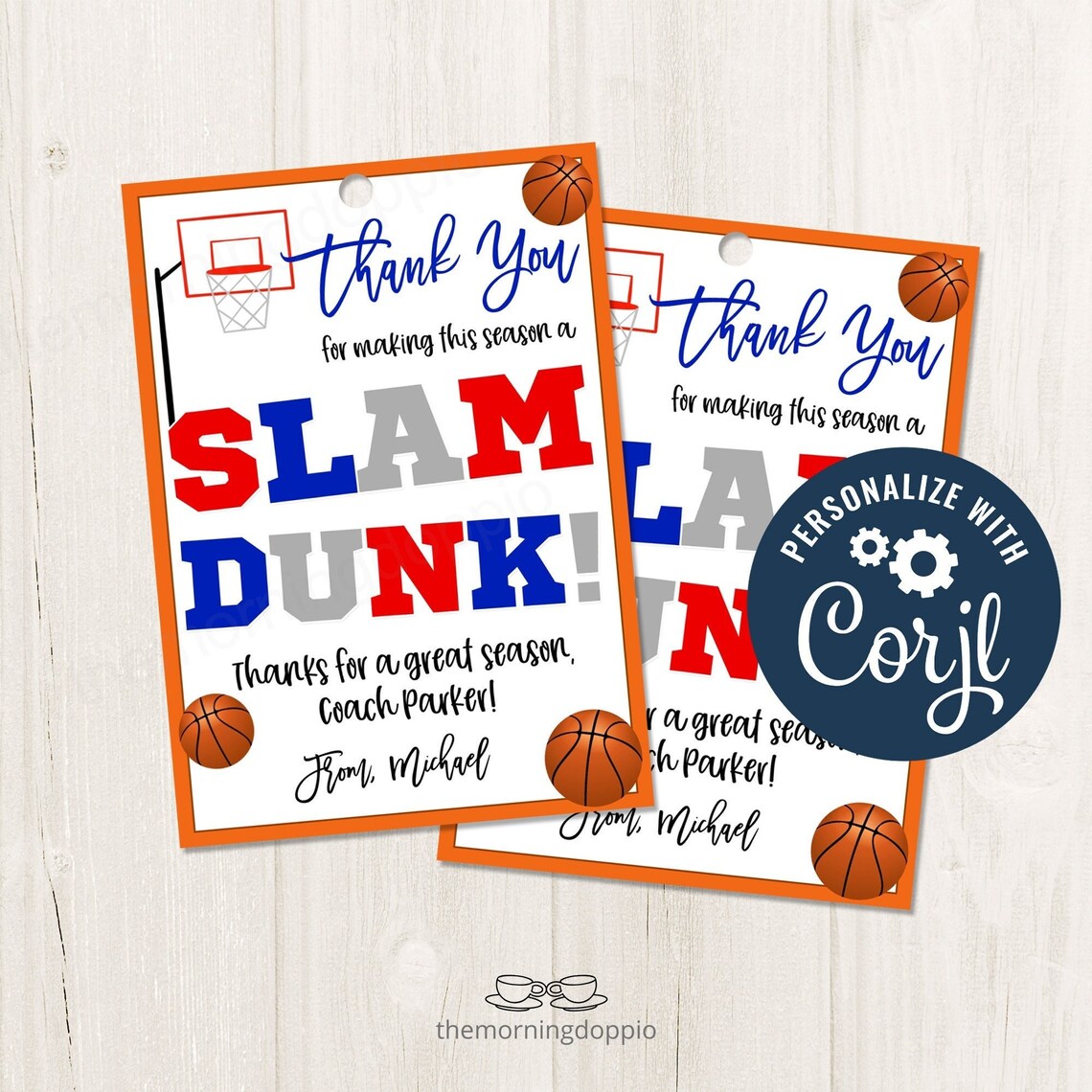 Printable/editable Basketball Thank You End of Season Gift Tag - Etsy