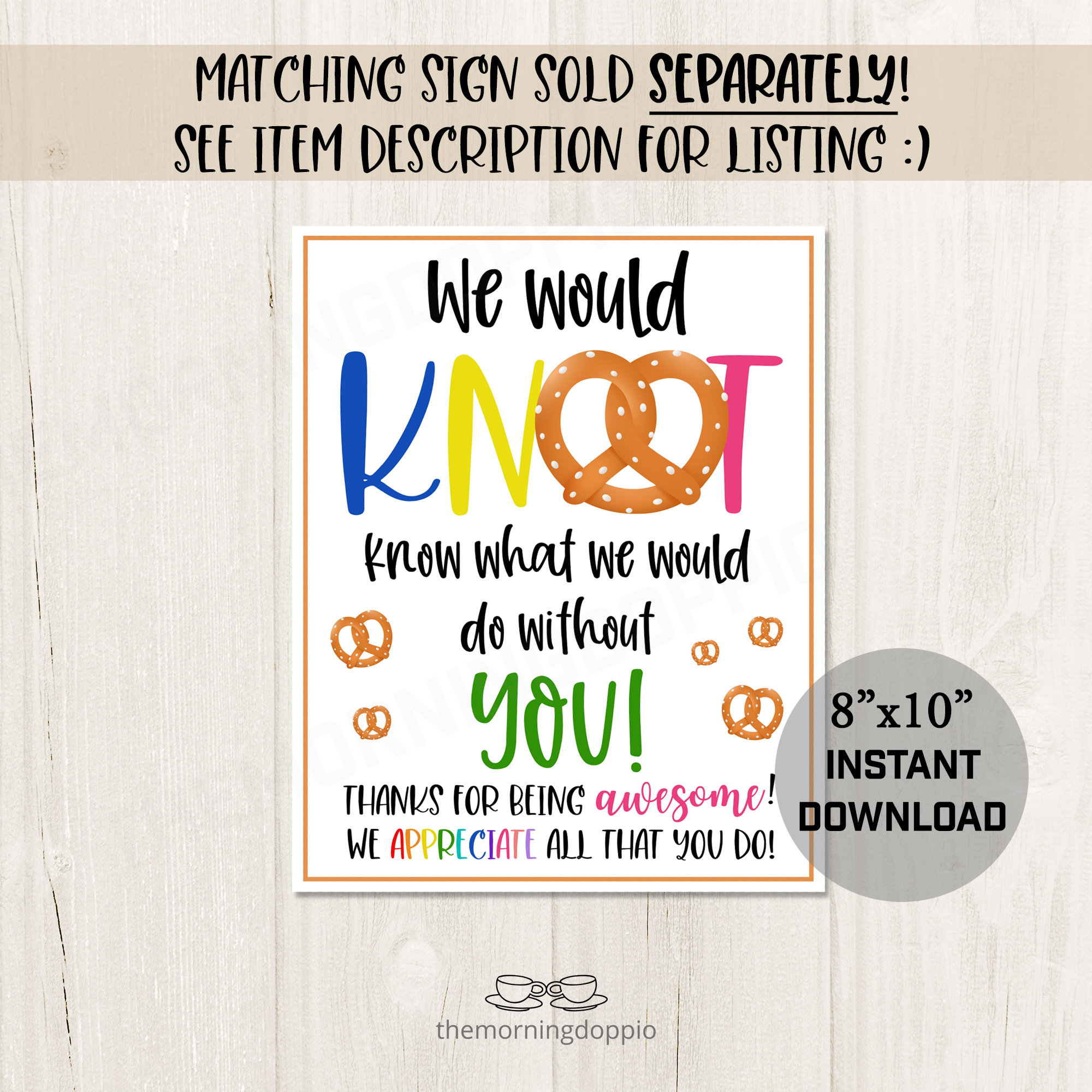 Printable/editable Pretzel Knot Appreciation Gift Tag for Teachers ...