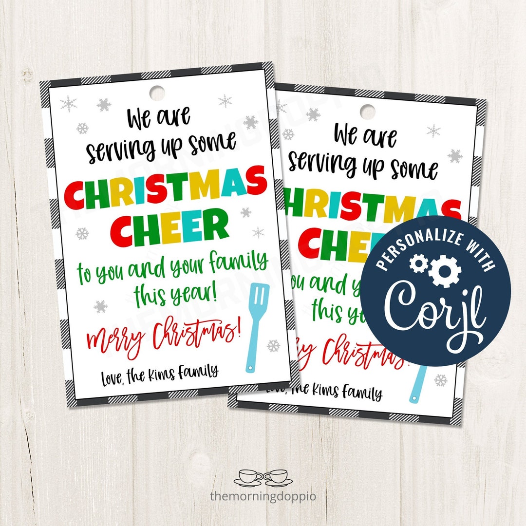 Printable/editable Christmas Holiday Cheer Spatula Gift Tag for Family ...