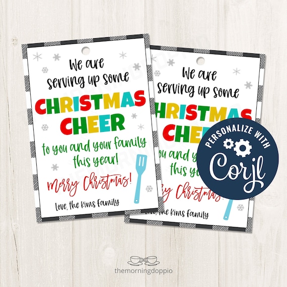 Printable/editable Christmas Holiday Cheer Spatula Gift Tag | Etsy