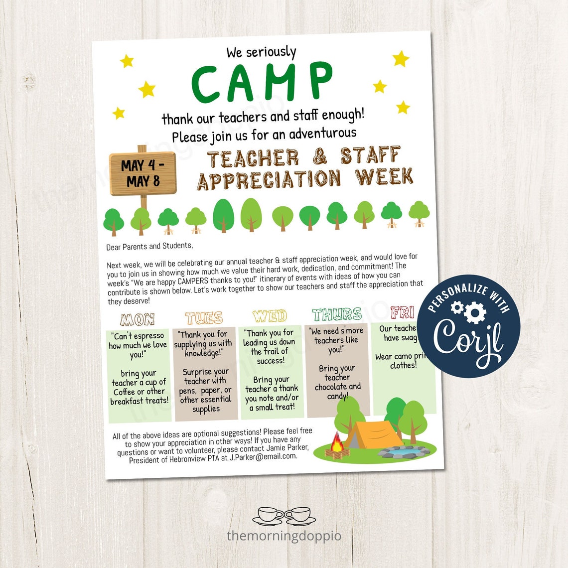 Printable/editable Camp Outdoor Parent Letter Teacher and | Etsy