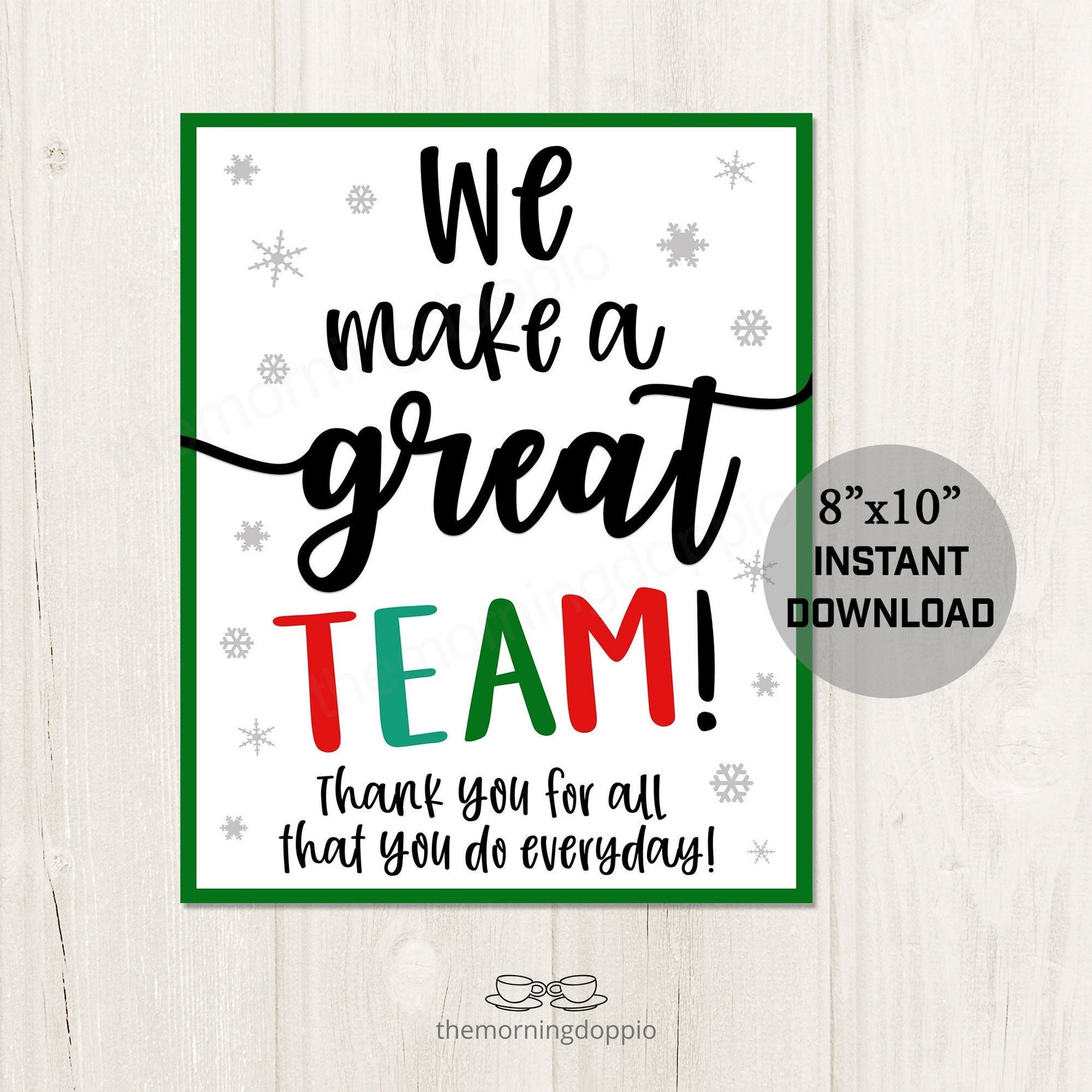 Printable We Make a Great Team Christmas Holiday Winter Thank - Etsy