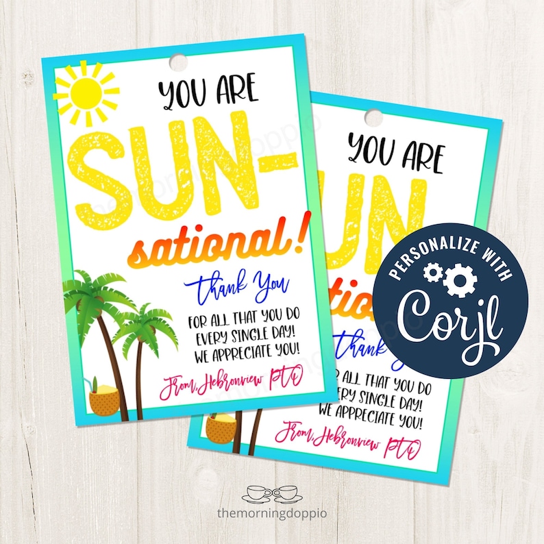 Printable/editable You Are Sun-sational Summer Thank You Gift Tag for ...