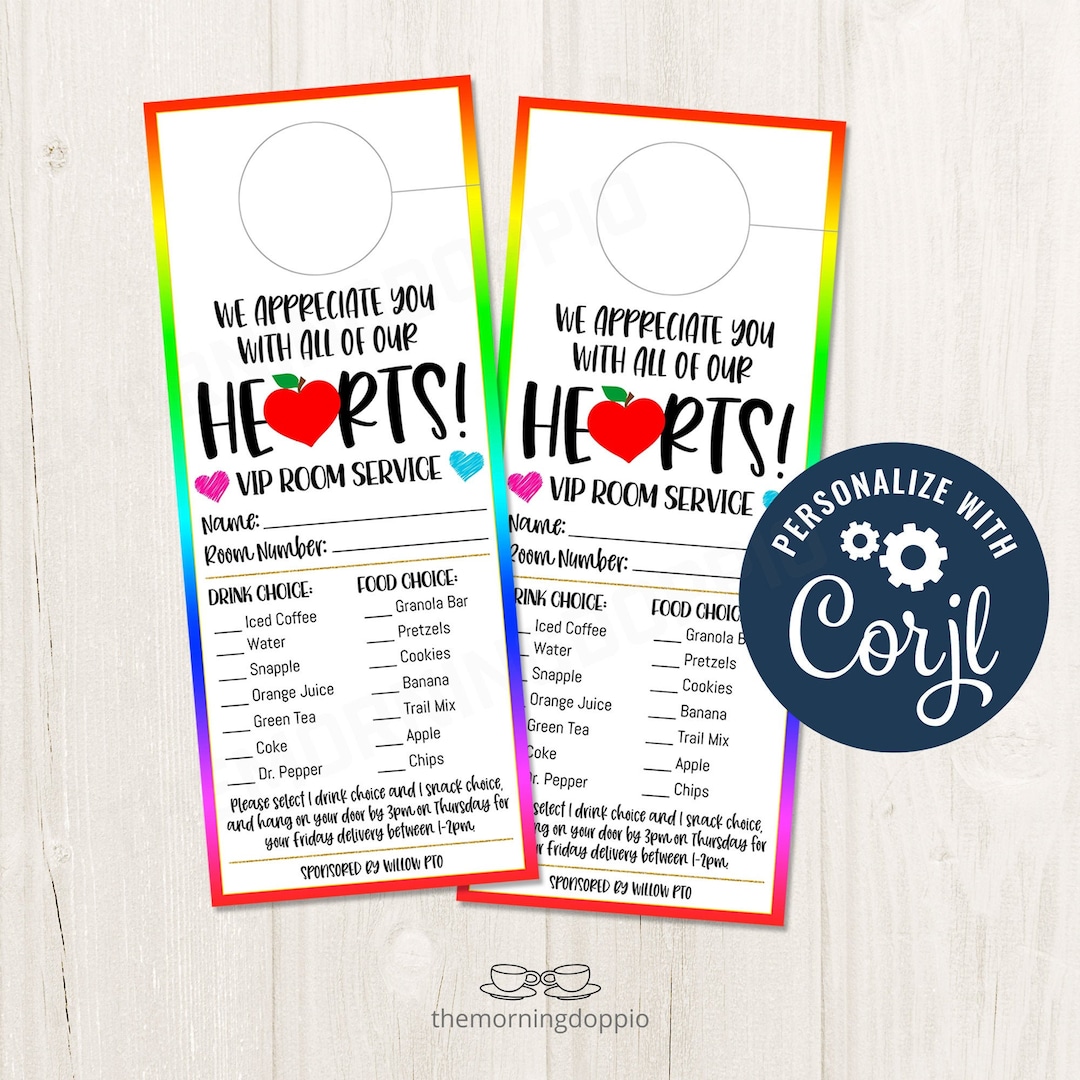 Printable/editable VIP Room Service Teaching is a Work of Heart Theme ...