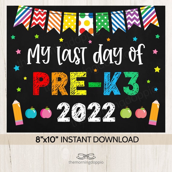 Last Day of Pre-k3 Sign Printable Rainbow Star Last Day Sign - Etsy
