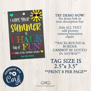 Printable/editable Chalk Full of Fun Summer Break Last Day of School ...