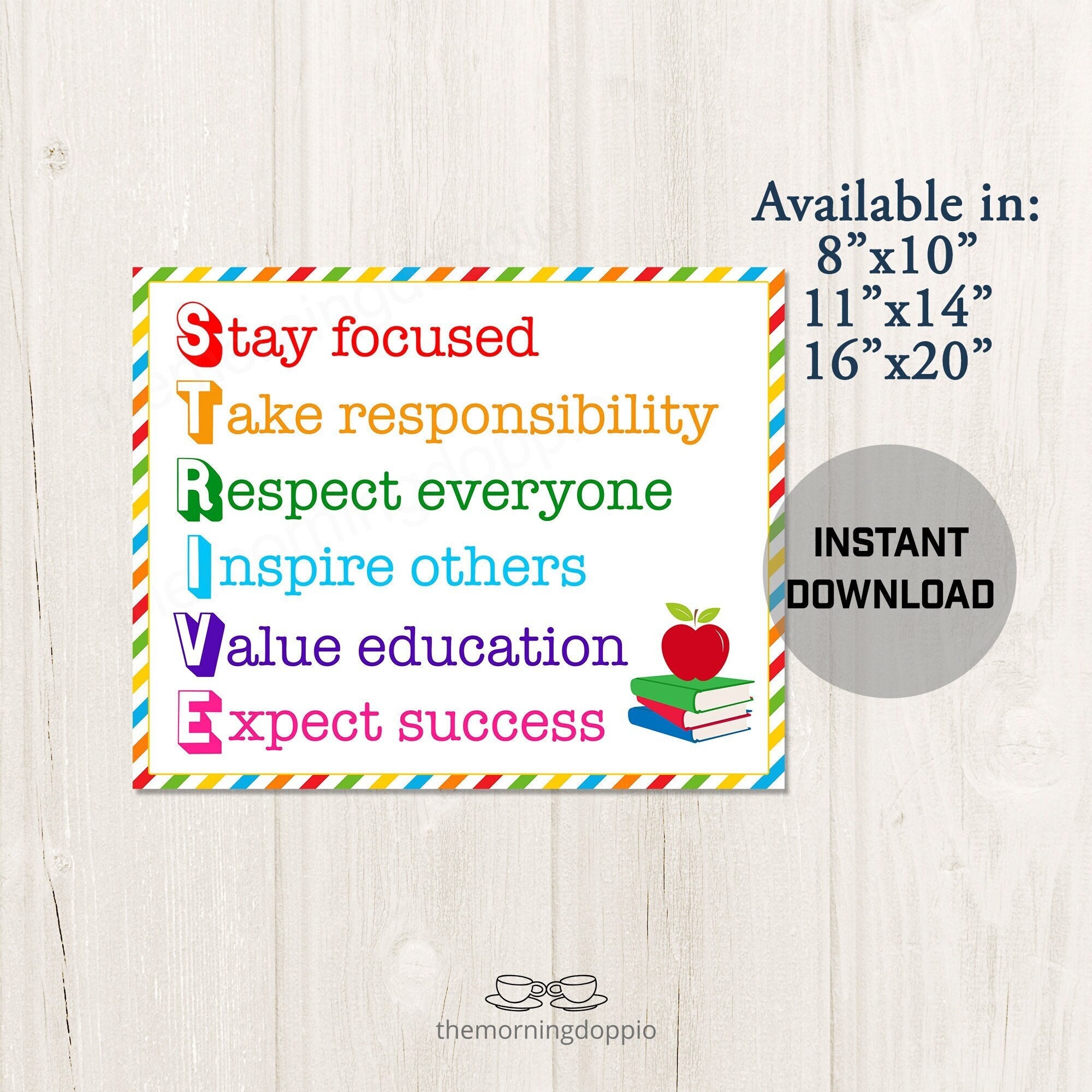 Printable Strive Poster for Classroom Nurse Counselor Office - Etsy