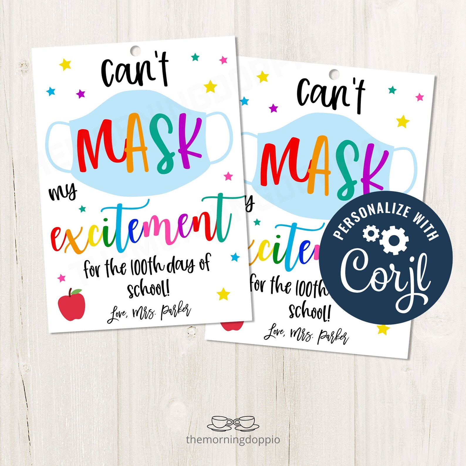 Printable/Editable Can't MASK my excitement for the 100th | Etsy