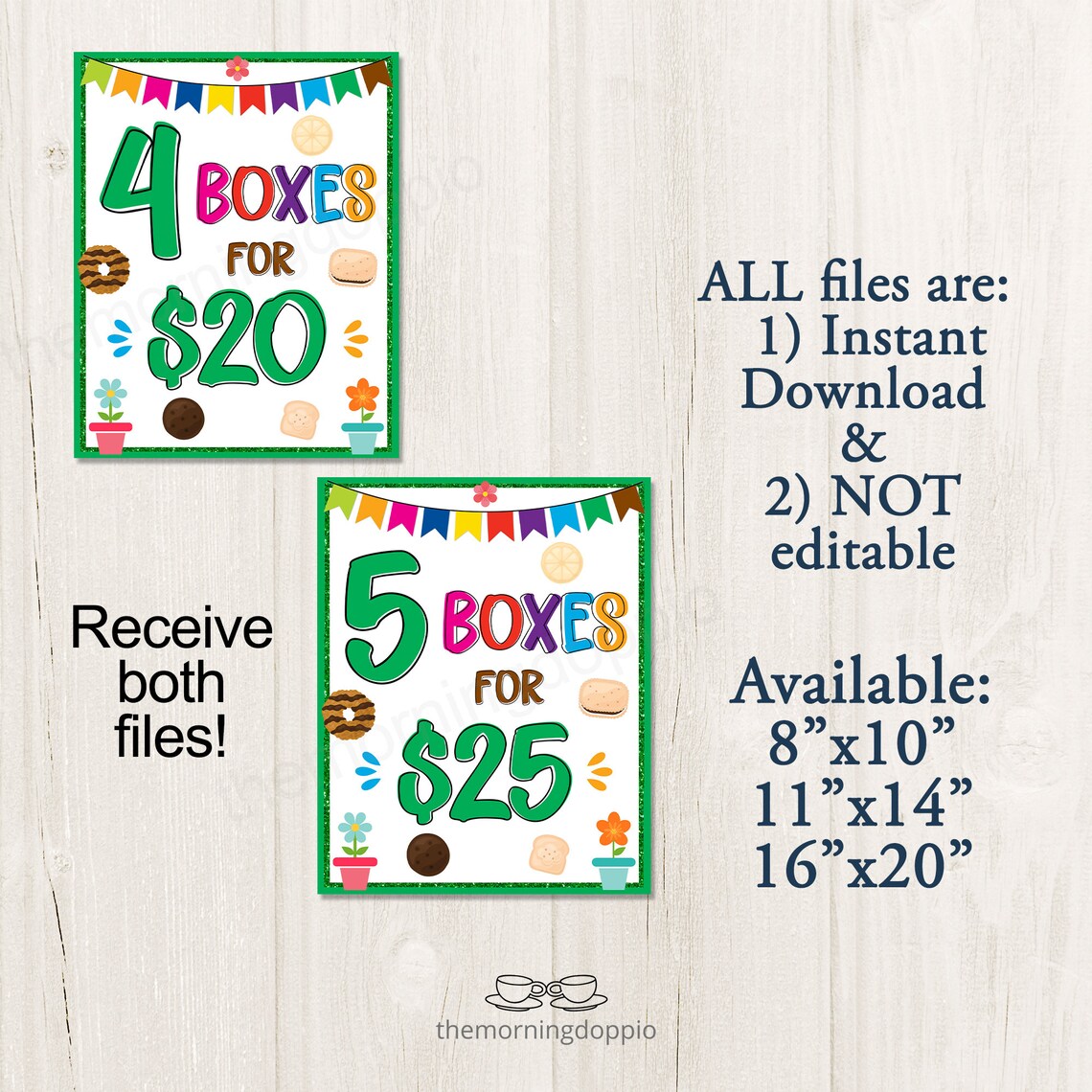 Printable Cookie Booth Sale Sign Instant Download 4 for 20 5 - Etsy