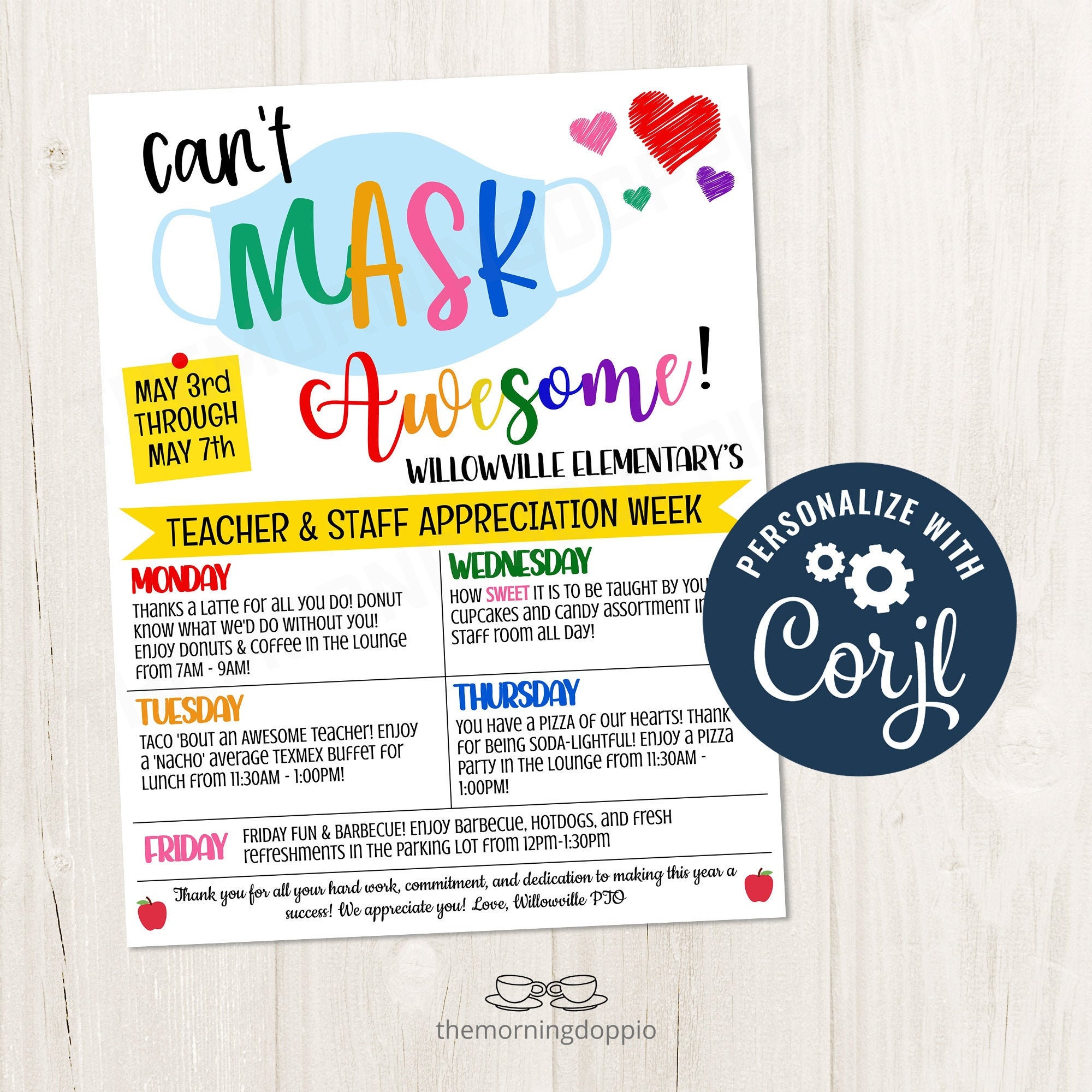 Printable/editable Can't Mask AWESOME Teacher and Staff - Etsy Canada